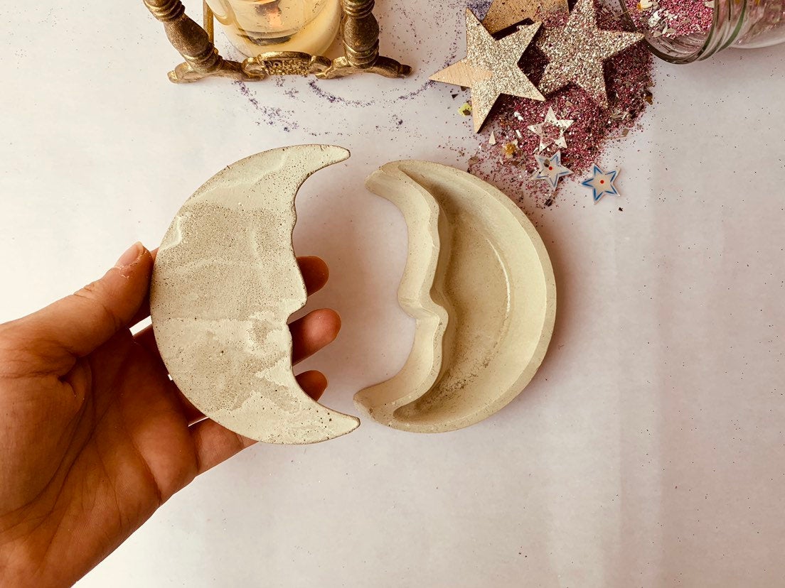 Concrete Crescent Moon Trinket Box | PARCEL