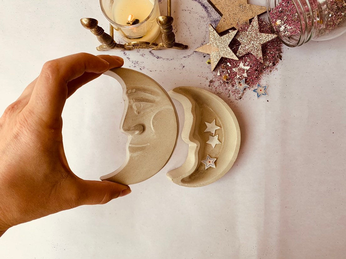 Concrete Crescent Moon Trinket Box | PARCEL